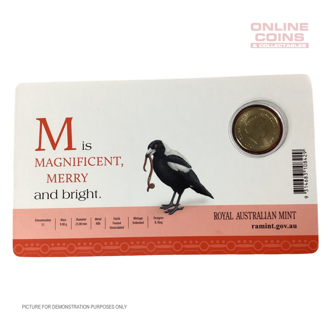 2016 $1 Coloured Alphabet Frosted Coin In Card - M For Magpie – Online ...